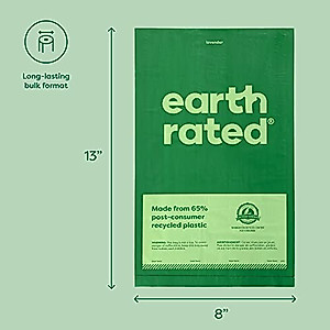 Earth Rated Dog Poop Bags, New Look, Thick Grab and Go Single Roll, Ideal for Backyard Pickups, Lavender Scented, 300 Bags