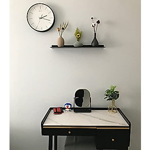 VOHYOV Linear Floating Shelf Wall Mounted Metal Shelves Heavy Duty Industrial Modern Steel Black Linear Metal Wall Shelf Modern Farmhouse Living Room Metal Wall Decor