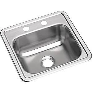 Elkay Dayton D115152 Single Bowl Top Mount Stainless Steel Bar Sink, 15 x 15 with 2" Drain Hole