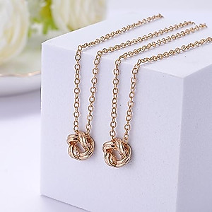 BFF Friendship Knot Love Infinity Necklace for 2 Best Friend Long Distance Birthday Christmas Bridesmaid Jewelry Gifts for Female Friends Her Girls Bestie, Gold