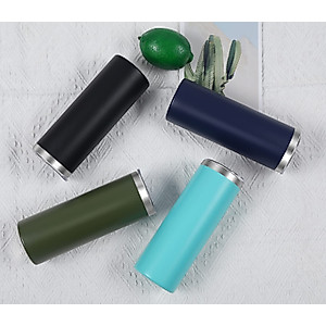 Wzaytia 8 Pack 20 Oz Skinny Tumblers Straight, Stainless Steel Skinny Tumbler Bulk, Individually Gift Boxed, Insulated Slim Thin Travel Tumbler Cup, Mixed Color