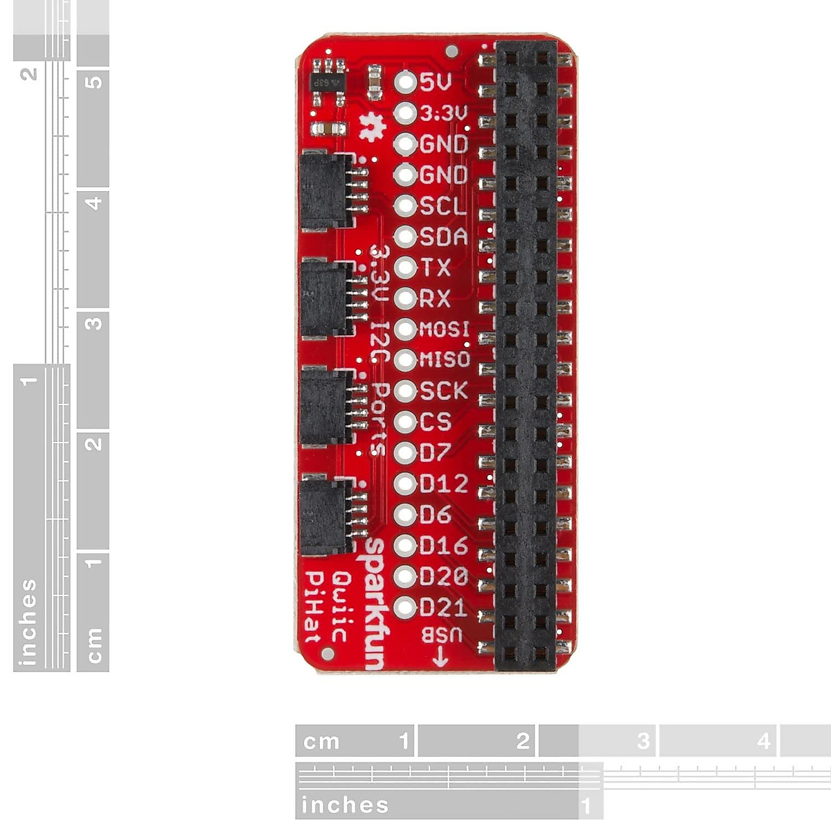 SparkFun Qwiic HAT for Raspberry Pi -Connect I2C sensors & accessories to a standard 2x20 GPIO header Pi Tin compatible 4 Qwiic connectors Daisy chain sensors & accessories Useful GPIO pins broken out