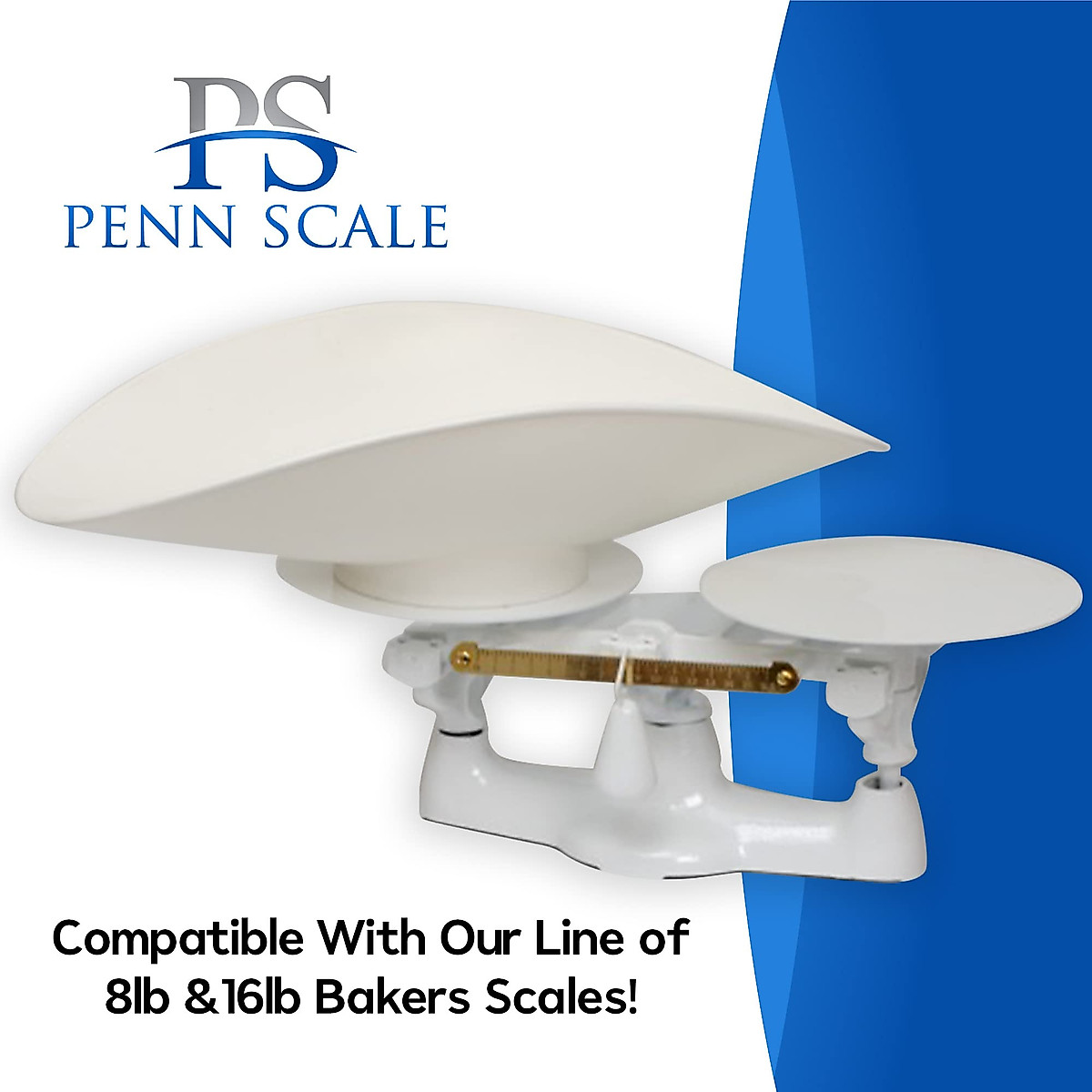 Penn Scale USA-Made Plastic Footed Bakers Scale Scoop for Weighing (11" x 21" x 6") - White Footed Plastic Scoop Made With Food Safe Plastic