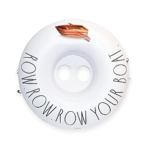 Rae Dunn Toddler Float with Canopy by CocoNut Float Row Row Row Your Boat Theme - Child Sized Inflatable Raft & Durable Water Toy - Stable Ride-On for Summer Parties & Swim Events