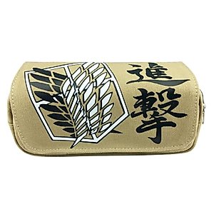 Anime Attack On Titan Pencil Case Manga Large Capacity Pencil Pouch Attack On Titan Student Pen Bag Cosmetic Makeup Storage Bag (A)