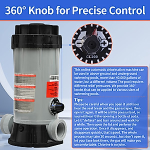 CL200 Inline Chlorinator Replacement Hayward CL200 chlorinator Feeder, Inground Pool Inline Automatic Chlorinator Feeder, High-Grade ABS Material, Easy to Use (2 O-Rings)