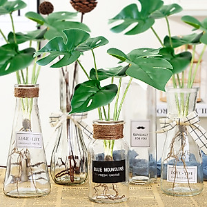 4PCS Artificial Monstera Plants Faux Turtle Leaf Palm Tree Tropical Deliciosa Leaves for Home Office Garden and Party Decorations (Green)