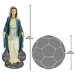 Design Toscano Miraculous Medal Madonna Virgin Mary Italian Style Religious Indoor/Outdoor Garden Statue, 23 Inch, Cast Stone Resin, Full Color Finish