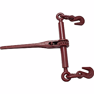 Mytee Products (4 Pack) 5/16"-3/8" Heavy Duty Ratchet Lever Load Binder w/Grab Hooks 5,400 Lbs Working Load Limit - Red | Tie Down Hauling Chain Binders for Flatbed Truck Trailer