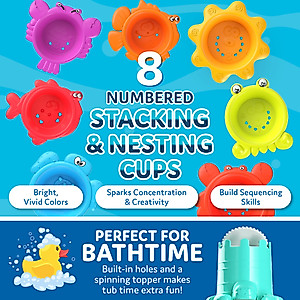 CoolToys Stack n’ Sort Toddler and Baby Learning Toys Set - 3 Fine Motor Skills Educational Toys for Toddlers, Wooden Stacking Rings, Stacking & Nesting Cups, Wooden Baby Puzzle, Ocean Theme