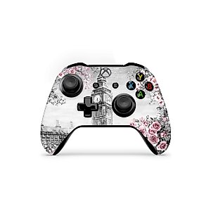 ZOOMHITSKINS Controller Skin Compatible with X1 S and X1 X, Vinyl Sticker Technology, London Big Ben Europe Romantic City Pink Rose Black White Art, Durable, 1 Skin, Made in The USA