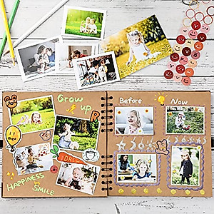 Scrapbook Photo Album (8 x 8 inch) - 60 Pages Photo Scrap Memory Book - Thick Kraft Paper Scrapbooking & Stamping Supplies with Corner Protectors, Ribbon Closure Suitable for Wedding,Travel,Graduation