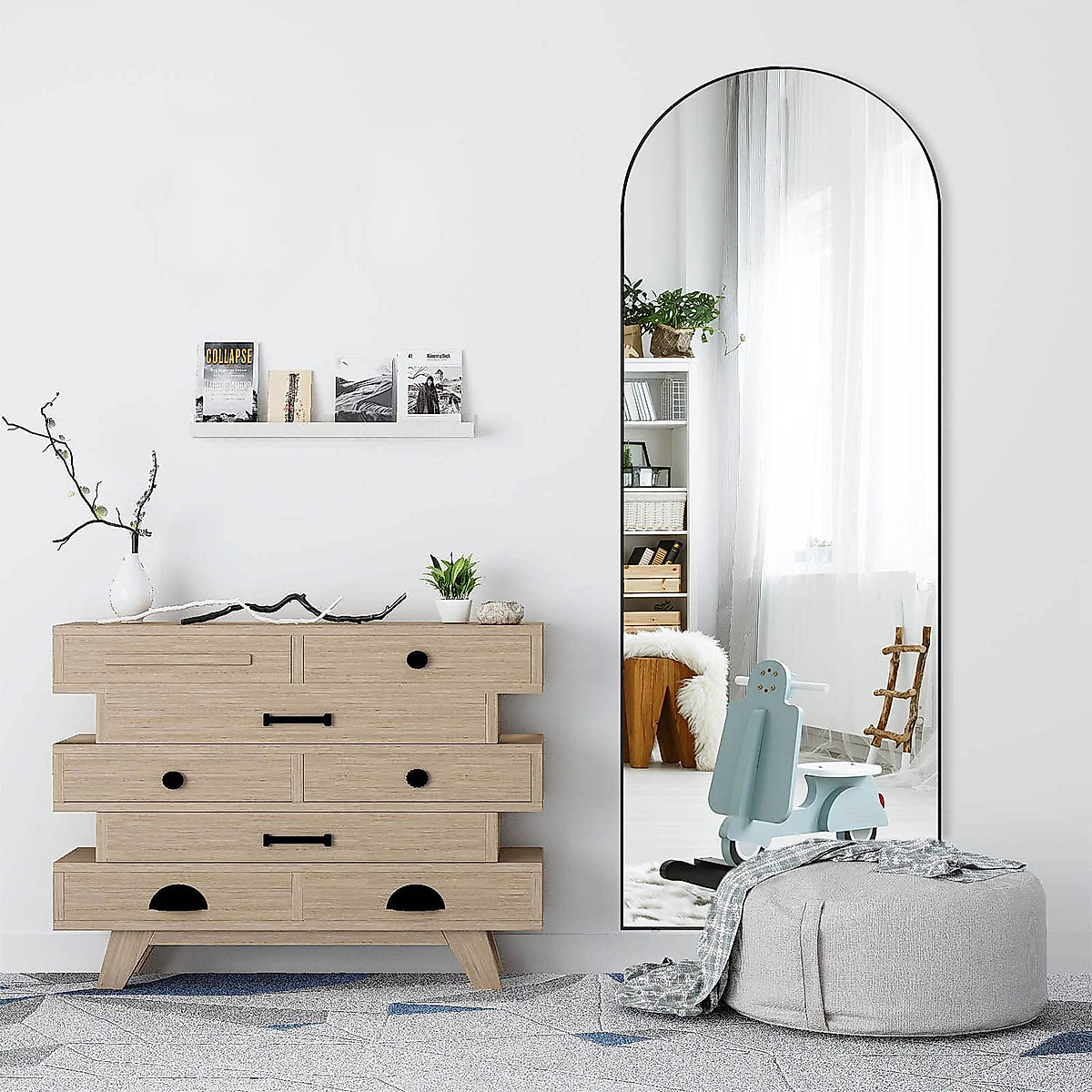 CISTEROMAN 65"x22" Full Length Mirror, Arched Mirror, Floor Mirror with Stand, Full Body Mirror, Wall Mirror for Bedroom, Dressing Room, Living Room