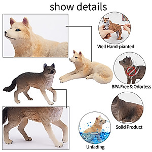 Toymany 8PCS Wolf Figures Forest Animals Toy Figurines - Realistic Jungle Zoo Animal Figurines，Educational Toy Cake Toppers Christmas Birthday Gift for Kids Boys Girls