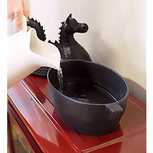 Plow & Hearth Dragon Wood Stove Steamer | Cast Iron | Matte Black | Rust Resistant | Functional Alternative | 2.75 QT Cap | 12.5 L x 7.5 W x 10.75 H