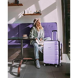 LUGGEX Purple Luggage Sets 3 Piece for Women - Expandable Carry on Luggage Set with Spinner Wheels - Lightweight Fashion Travel Companion