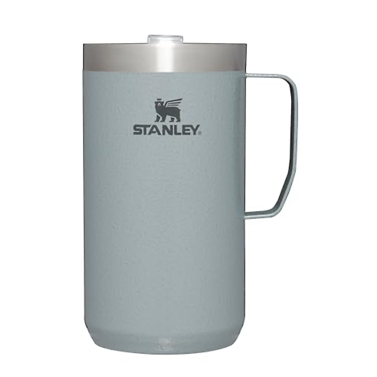 Stanley Stay Hot Camp Mug - Durable 18/8 Stainless Steel Insulated Mug - Splash-Free Tritan™ Drink-Thru Lid - 24 OZ - Hammertone Silver