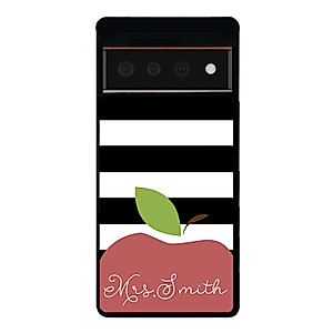 Teachers Appreciation Gift Personalized Black Rubber Phone Case Compatible With Google Pixel 8 Pro, 8a, 8, 7a, 7, Pixel 7 Pro, 6a, 6 Pro, 6, 5, 4a 5G, 4a 4G, 4, 4 XL, 3a, 3a XL, 3, 3 XL, 2 XL, 2