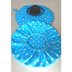 DLK - 2 X Thick Fabric Steam Catcher - Cotton Steaming Cloth Cooking - (8-11) / (20-28) cm Rice Lid Cover, Rice Brewing Cover - Steam Trap Set of 2 - Blue (RCC)