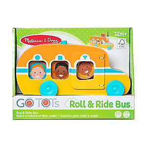 Melissa & Doug GO Tots Wooden Roll & Ride Bus with 3 Disks - FSC Certified