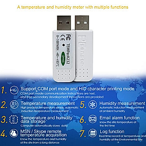 PCsensor USB Temperature Humidity Meter Monitor Indoor Outdoor Thermometer Humidity Automatic Induction Measure Recorders Data Acquisition Loggers Ambient Humidity Storage Long-Range (TEMPerX232)