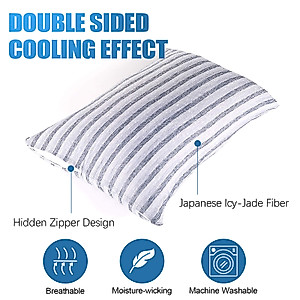 Ailemei Direct Cooling Pillowcase Set of 2, Double Sided with Hidden Zipper, Japanese Icy-Jade Fiber, Breathable and Moisture-Wicking, Easy to Clean, Machine and Hand Washable