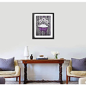 BARZM Rustic Farmhouse Purple Daisy Wall Art Purple Bathroom Wall Art Daisy Canvas Pictures Modern Flower Bathtube Rustic Purple Daisy Wall Art Decor for Bedroom 12x16 inch Frameless