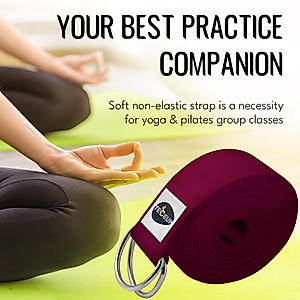 [NEW 2024] TECEUM Yoga & Mat Strap – 2 IN 1 – Cotton – 6 ft 8 ft 10 ft (15+ colors) – Adjustable Non-Slip Belt for Yoga, Pilates, Stretching, Physiotherapy, Fitness & Home Workout – For Carrying Mats