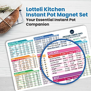 Instant Pot Cooking Times Chart - Pressure Cooker Accessories Cook Times - Easy to Use & Clean Strong Magnet - Instant Pot Cheat Sheet Magnet Set Quick Reference Guide - White