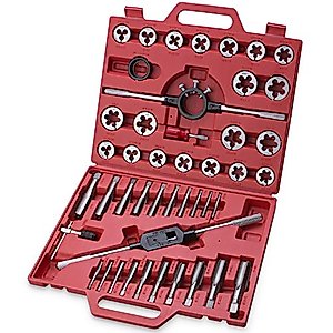 45-Piece Premium Large Size Tap and Die Set - Metric M6, M8, M10, M12, M14, M16, M18, M20, M22, M24, Both Coarse and Fine Teeth | Essential Threading and Rethreading Tool with Handle Wrench and Case