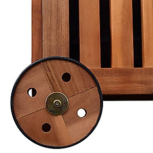 vidaXL Natural Wooden Patio Storage Box, Waterproof Outdoor Cushion, Blanket and Garden Tools Storage with Wheels and Handle, 46"x20"x23", Brown