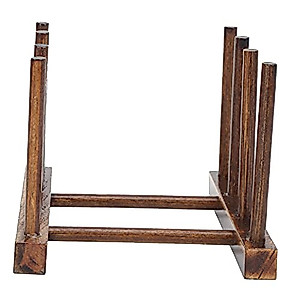 Wooden Dish Plates Holder Wood Dish Rack 4/6 Column for Dish Plate Bowl Cup Home Storage Cabinet(4.9 x 5.5 x 4.1in)