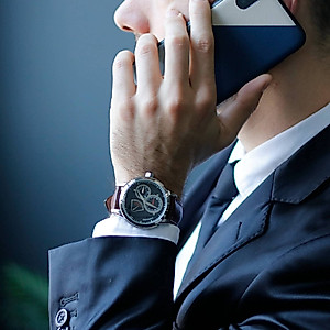 WOCCI 19mm Watch Band, Italian Leather, Embossed Alligator Grain, Gold Buckle (Brown)