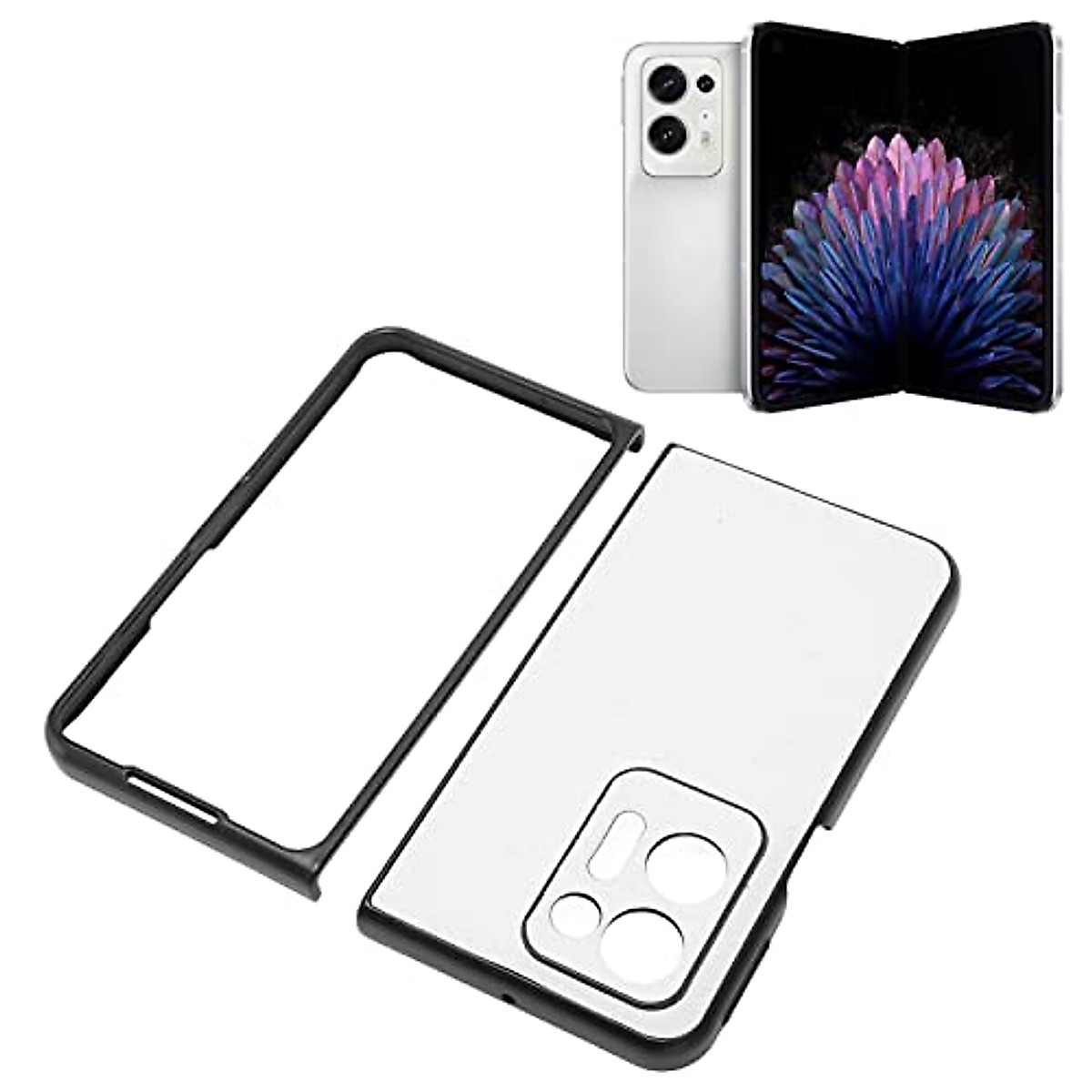 for Oppo Find N2 Shiny Phone Case, Ultra Thin and Slim Shockproof Protection Case, Anti Drop Foldable Phone Protective Cover for Oppo Find N2 (White)