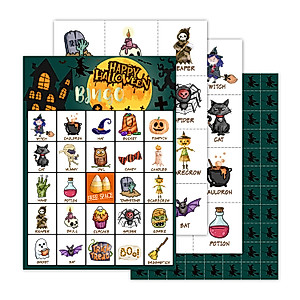 Halloween Bingo Party Games with 24 Players, Halloween Party Games for Girls Boys School Classroom Party Supplies, Classroom Activities, Party Favor Gifts for Young Adults Family Activities - JY903