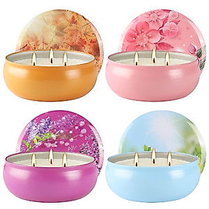 Outdoor & Indoor Citronella Candles,Summer Candle Gift,3-Wick Natural Soy Wax Candle,for Porch Patio Garden Balcony,4 x 12 oz