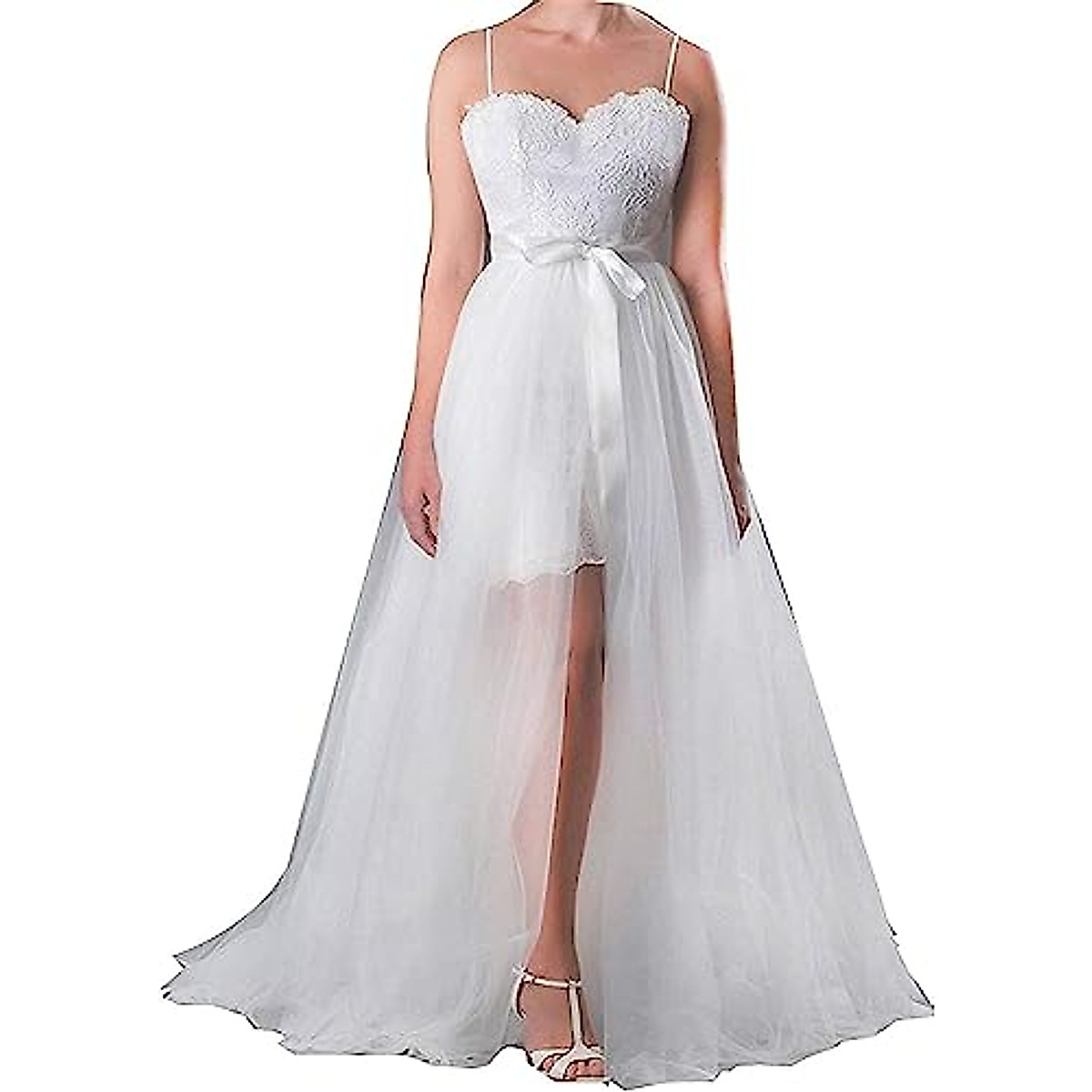 Women Wedding Maxi Tulle Skirts Detachable Train Overskirt Overlay Long Bridal Floor Length Ivory