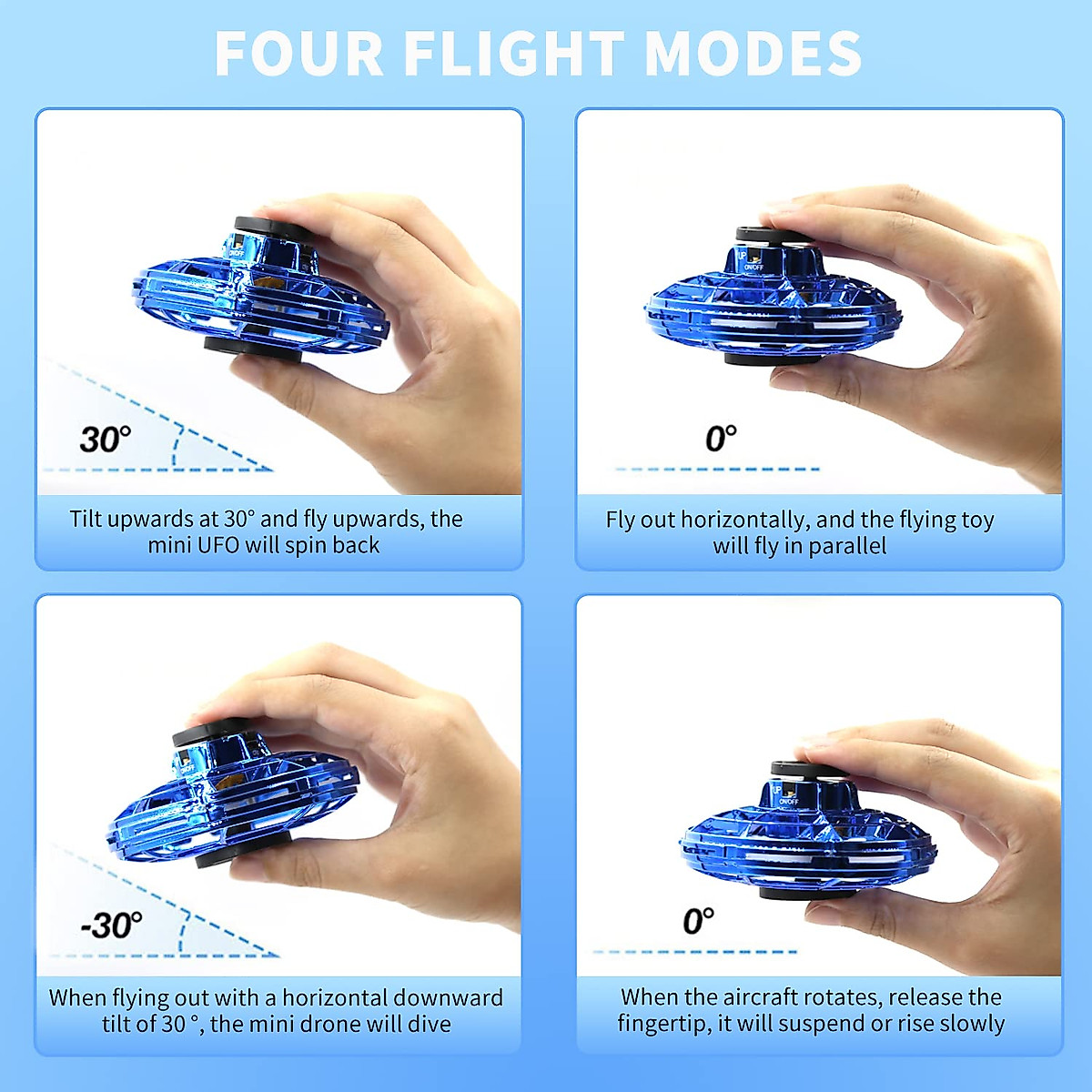 OBEST Flying Spinner UFO Mini Drone, Fidget Flying Spinner Hand Operated Drones Indoor Outdoor Cool Stuff, Mini Drones Toys Birthday Gifts for Kids Ages 8+