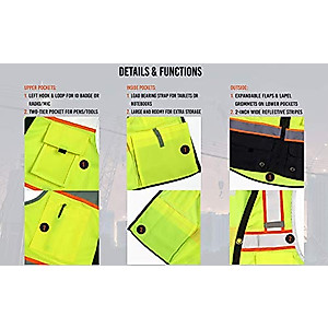 Shine Bright Safety Vest - High Visibility with Reflective Straps and Pockets – Premium, Soft, Durable, and Breathable – ANSI CLASS 2 (Size Large, Black)