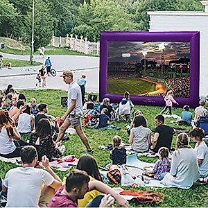 Talvania 33 Feet Inflatable Projector Screen for Outdoor and Indoor TV Movie Watching, Huge Screen, Blower, Tie Downs, Stakes, Sandbags, and Storage Bag, Quick Blow Up, Jumbo (33' Purple)