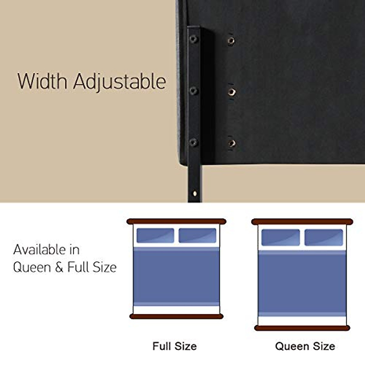 Giantex Modern Upholstered Headboard, Tufted Button Faux Linen Headboards, 3 Level Adjustable Height, Heavy Duty Metal, Queen& Full Size Suitable (Grey)