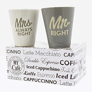 Rockin SHOT GLASS - Mr & Mrs Always Right Couples Mugs & Shot Glasses, Set of 4 Combo 10 oz Gift Boxed - great marriage or Him and Her Gift Set, Gift for Wedding Anniversary, Husband & Wife Gifts