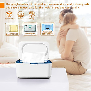 Baby Wipes Dispenser, Baby Wipe Holder, Large Capacity Wipes Dispenser, Wipe Container with Sealing Lids,Non-Slip, Easy Open & Close (Blue))