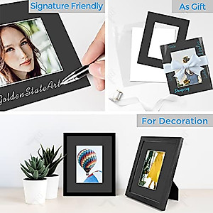 Golden State Art, Acid-Free Pre-Cut 8x10 Black Picture Mat Sets, Pack of 25, White Core Bevel Cut Mats for 5x7 Photos, 25 Backing Boards and 25 Crystal Clear Plastic Sleeves Bags