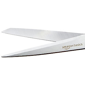 Amazon Basics Scissors for Office, Crafts, Multipurpose, Sharp, Comfort Grip, PVD Coated, Stainless Steel, Grey, 1 Pack