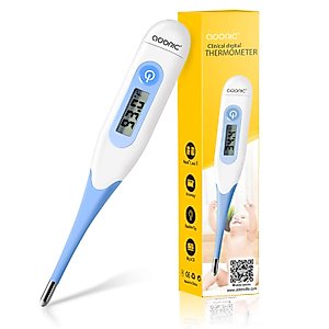 Digital Thermometer, Accurate Fast Reading Temperature Measuring Tool LCD Fever Checker Waterproof 1 Pack Random Color