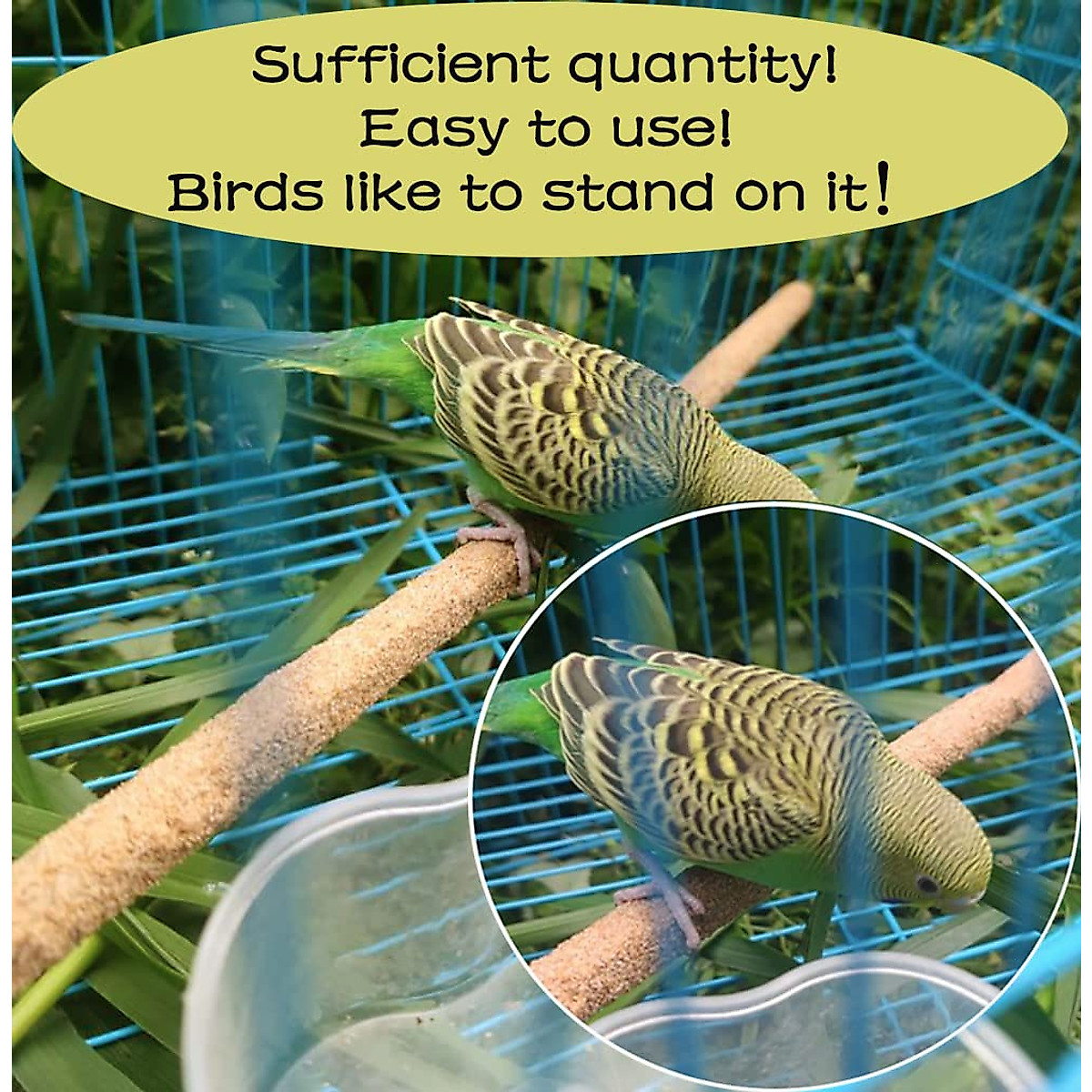 20Pcs Sand Perch Covers for Bird - 7.5" Bird Perchs Bird Stand Bird Cage Accessories Natural Wood Perch Platform Paw Grinding Stick for Parakeets, Lovebirds, Parrotlets, Canaries