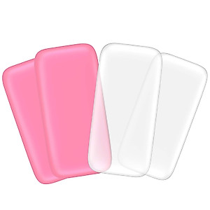 4 Pieces Silicone Lash Pads Eyelash Extension Holder Pallet False Lashes Holder Grafting Gasket Pallet Tools for Fake Eyelash Glue Holder Adhesive, Pink and Transparent