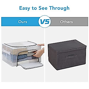 Baesyhom 3 Pack Clear Stackable Clothes Storage Bins and 3 Pack Large Size Wardrobe Clothes Organizer for Pant, Jean, Sweater with Sturdy Handle