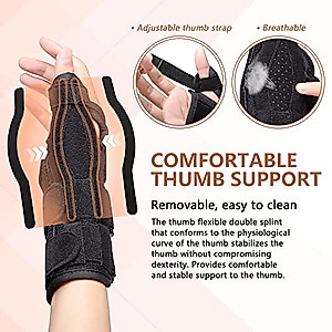 Thumb Spica Splint & Wrist Brace, Adjustable Carpal Tunnel Wrist Brace Support, Night Sleep Wrist & Thumb Stabilizer for De Quervain's Tenosynovitis, Tendonitis, Arthritis, Sprain, Fits Women and Man